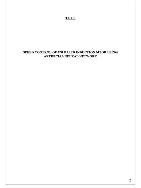 Speed Control Of Vsi Based Induction Motor Using Ann Pdf Power Inverter Electric Motor