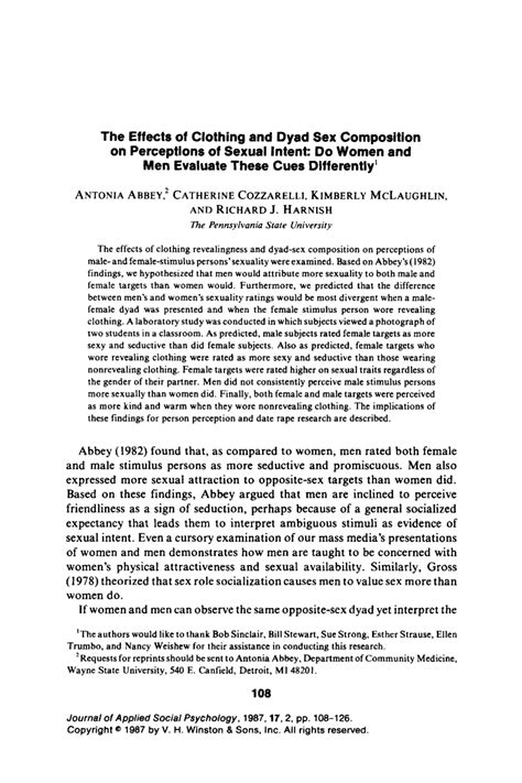 PDF The Effects Of Clothing And Dyad Sex Composition On Perceptions Of Sexual Intent Do Women