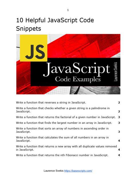 10 Helpful Javascript Code Snippets V1 Pdf Java Script Computer