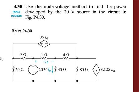 Use The Node Voltage Method To Find The Power Pspice Developed By The V Source In The