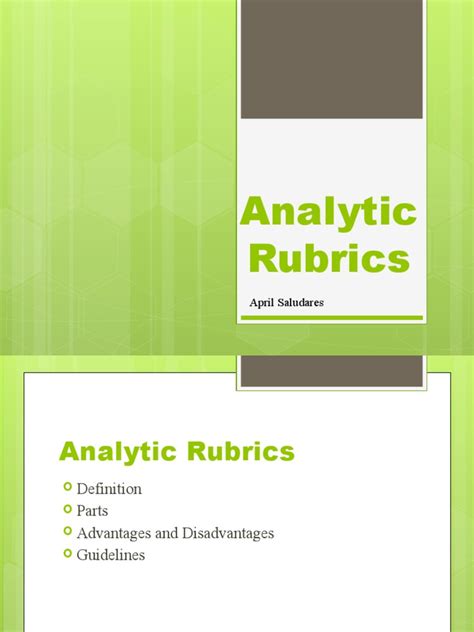 Analytic Rubrics Presentation Pdf