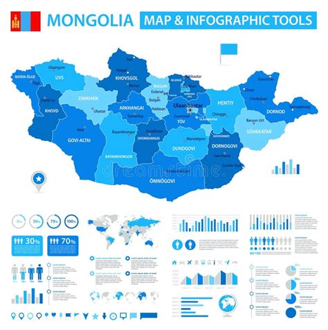 mongolia infographic map with data visualization elements vector map