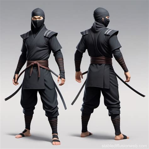 Modern Ninja Full Body Front And Back View Stable Diffusion Online