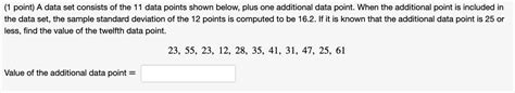 Point A Data Set Consists Of The 11 Data Points Shown Below Plus One
