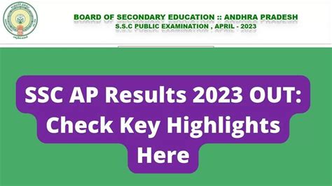 Ssc Ap Results 2023 Out Key Highlights Passed Vs Failed School And District Wise Statistics