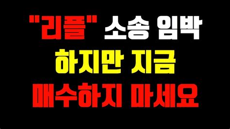 리플 소송 결과임박 하지만 지금 매수는 아닙니다 Youtube