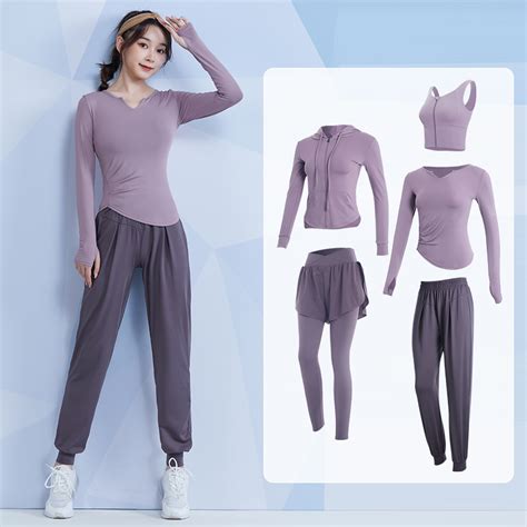 瑜伽服套装女夏季时尚紧身专业晨跑运动服长袖网红秋冬跑步健身服 虎窝淘