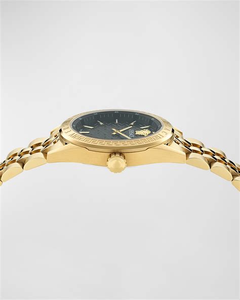 Versace 36mm V Code Watch With Bracelet Strap Yellow Gold Black Neiman Marcus
