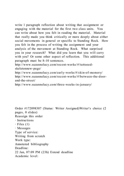 Write 1 Paragraph Reflection About Writing That Assignment Or Enga Pdf