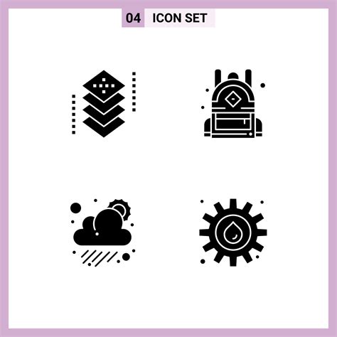 Thematic Vector Solid Glyphs And Editable Symbols Of Coding Cloudy Layers Education Weather