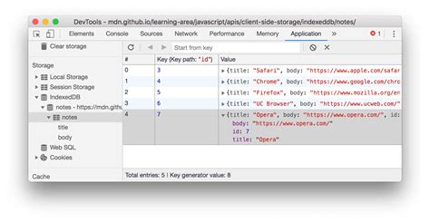 查看和更改 Indexeddb 数据 Chrome Devtools Chrome For Developers