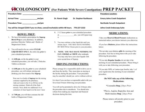Colonoscopy Prep For Severe Constipation Instructions