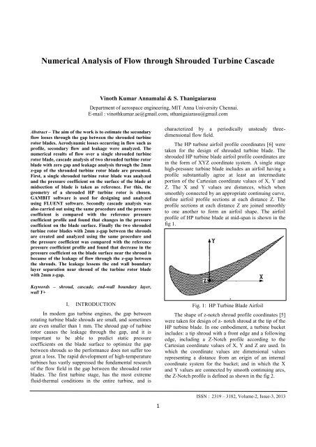 Numerical Analysis Of Flow Through Shrouded Turbine Ird India