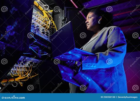 Woman Setting Up Server Stock Photo Image Of Industry 250350138