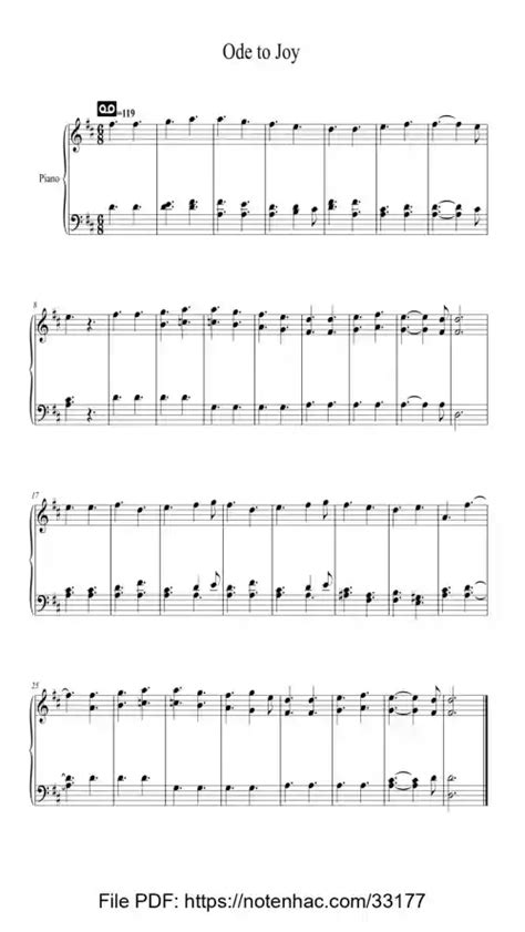 Piano Sheet Music Ode To Joy Symphony No 9 Level Beginner Free Pdf