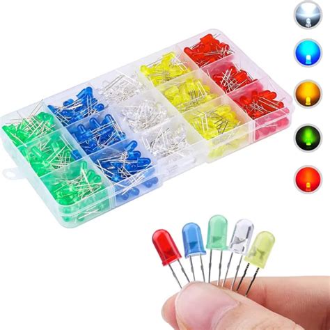 500pcs Led Light Emitting Diode Electronics Component Assortment Kit Indicator Lights For