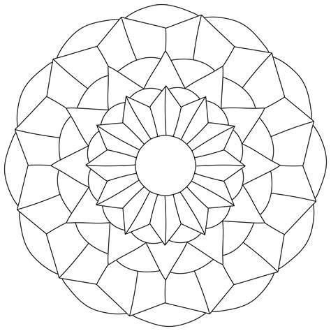 Simple Mandala Of Geometric Shapes Linear Coloring Page For Creativity