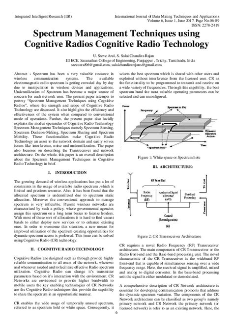 pdf cognitive radio spectrum management techniques