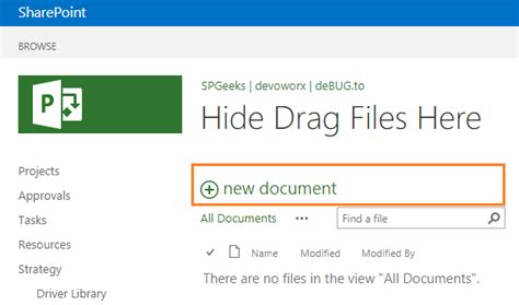 Sharepoint 2013 Hide Drag Files Here In Document Library