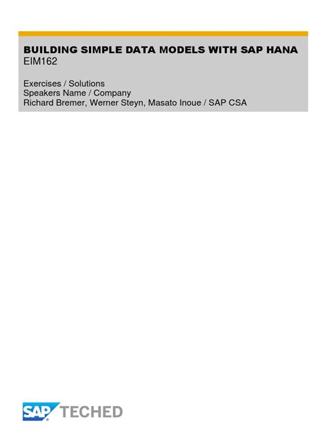 Pdf Building Simple Data Models With Sap Hana1 Dokumentips