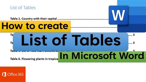 How To Make List Of Tables In Ms Word Create List Of Tables In Word
