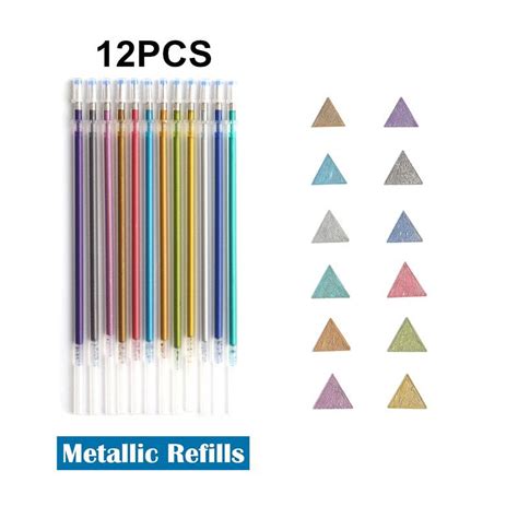 12 24pcs Metallic Glitter Colors Gel Pens For School Office Adult