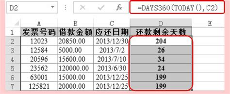 Excel时间日期函数days360用法和实例教程 天天办公网
