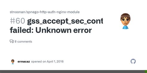 Gssacceptseccontext Failed Unknown Error · Issue 60 · Stnoonan