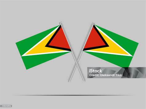 가이아나 국기 지구 지구 지구와 두 깃대에 블루 오션과 녹색 아메리카 아프리카와 아시아 대륙 원래 색상과 비율 벡터 일러스트레이션 국가 세트 국가 관광명소에 대한 스톡 벡터