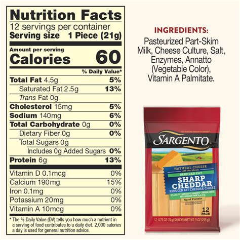 Sargento® Reduced Fat Natural Sharp Cheddar Cheese Sticks 12 Count