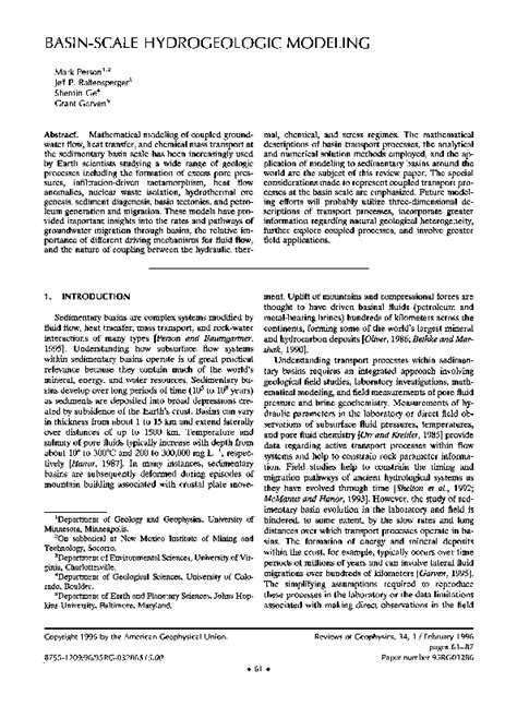 Pdf Basin Scale Hydrogeologic Modeling