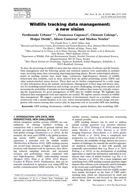 Pdf Wildlife Tracking Data Management A New Vision