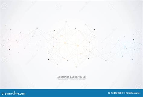 Geometric Abstract Background With Connected Dots And Lines Molecular Structure And