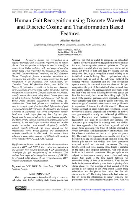 Pdf Human Gait Recognition Using Discrete Wavelet And Discrete Cosine And Transformation Based