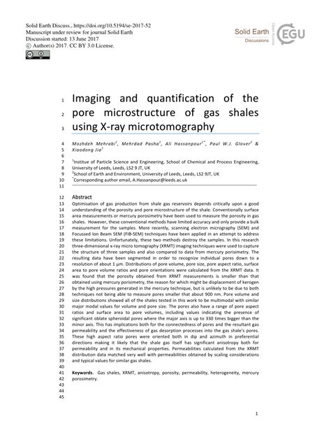 Pdf Imaging And Quantification Of The Pore Microstructure Of Gas Shales Using X Ray