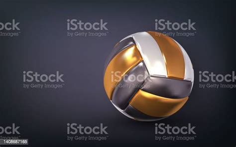 어두운 배경에 3d 현실적인 황금 배구 공 벡터 일러스트 레이 션 3차원 형태에 대한 스톡 벡터 아트 및 기타 이미지 3차원 형태 Championship 가죽