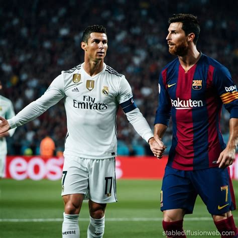 Ronaldo Performing Sui In Front Of Messi Stable Diffusion Online