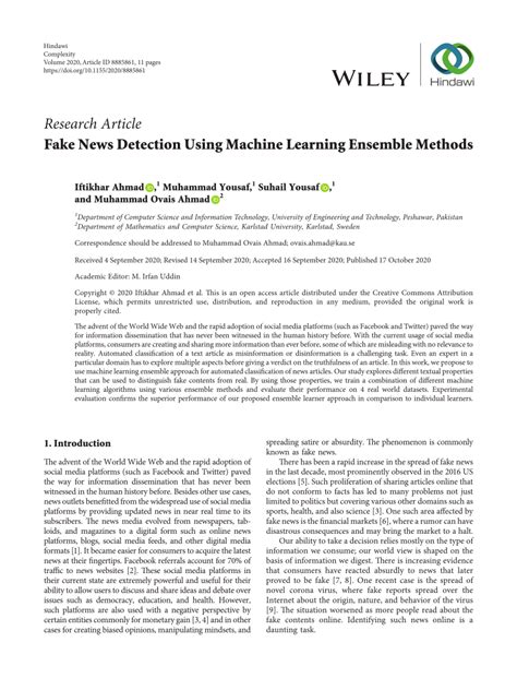 pdf fake news detection using machine learning ensemble methods