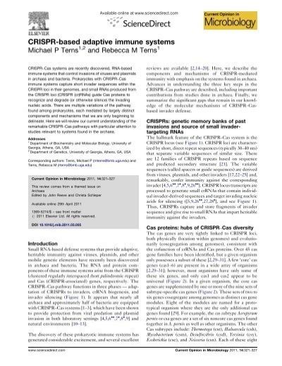 Crispr Based Adaptive Immune Systems