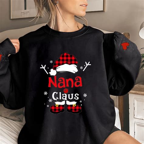 Luxalzxs Personalized Christmas Grandma Nana Claus Sweatshirt Grandma