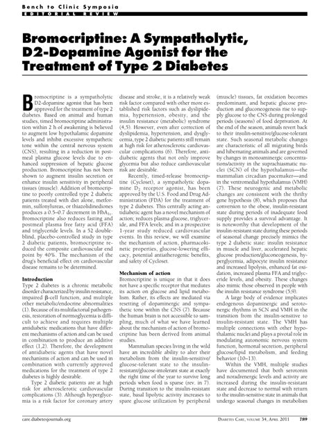 Pdf Bromocriptine A Sympatholytic D2 Dopamine Agonist For The Treatment Of Type 2 Diabetes