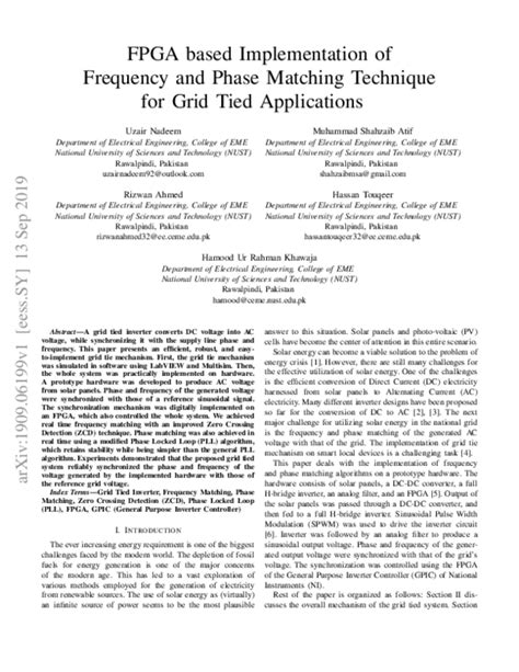 pdf fpga based implementation of frequency and phase matching