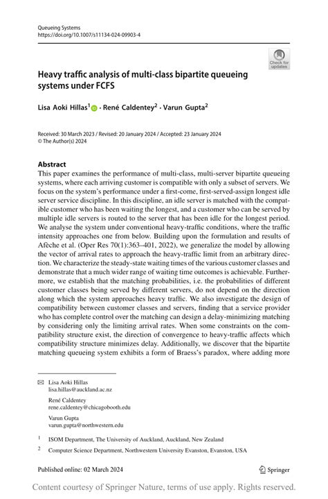 PDF Heavy Traffic Analysis Of Multi Class Bipartite Queueing Systems