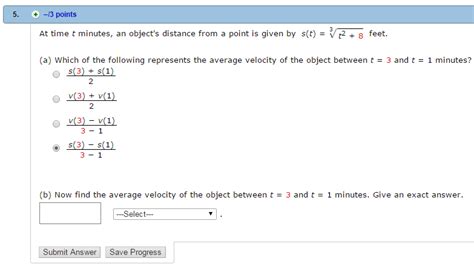 Solved At Time T Minutes An Object S Distance From A Point