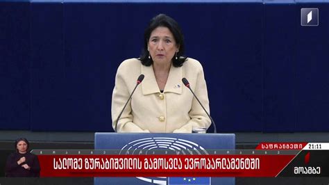 სალომე ზურაბიშვილის გამოსვლა ევროპარლამენტში Youtube
