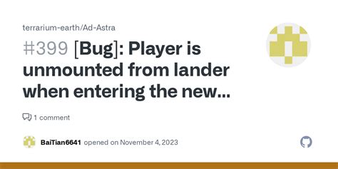 Bug Player Is Unmounted From Lander When Entering The New Planet · Issue 399 · Terrarium