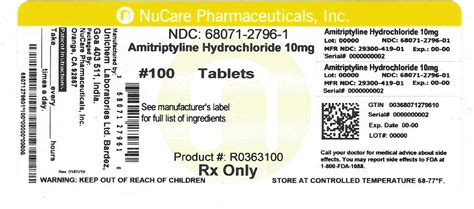 Amitriptyline Hydrochloride Tablet Film Coated