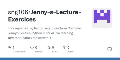 Github Sng106jenny S Lecture Exercices This Repo Has My Python