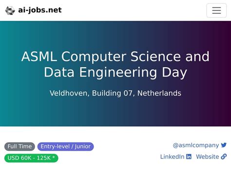 [hiring] Asml Computer Science And Data Engineering Day In Veldhoven