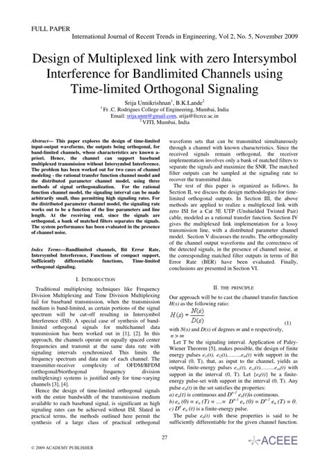 Pdf Design Of Multiplexed Link With Zero Intersymbol Interference For